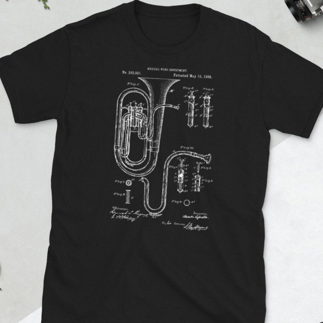 Tuba Patent Graphics T Shirt | Tuba Player Tee | Tuba T Shirt | Tuba ...