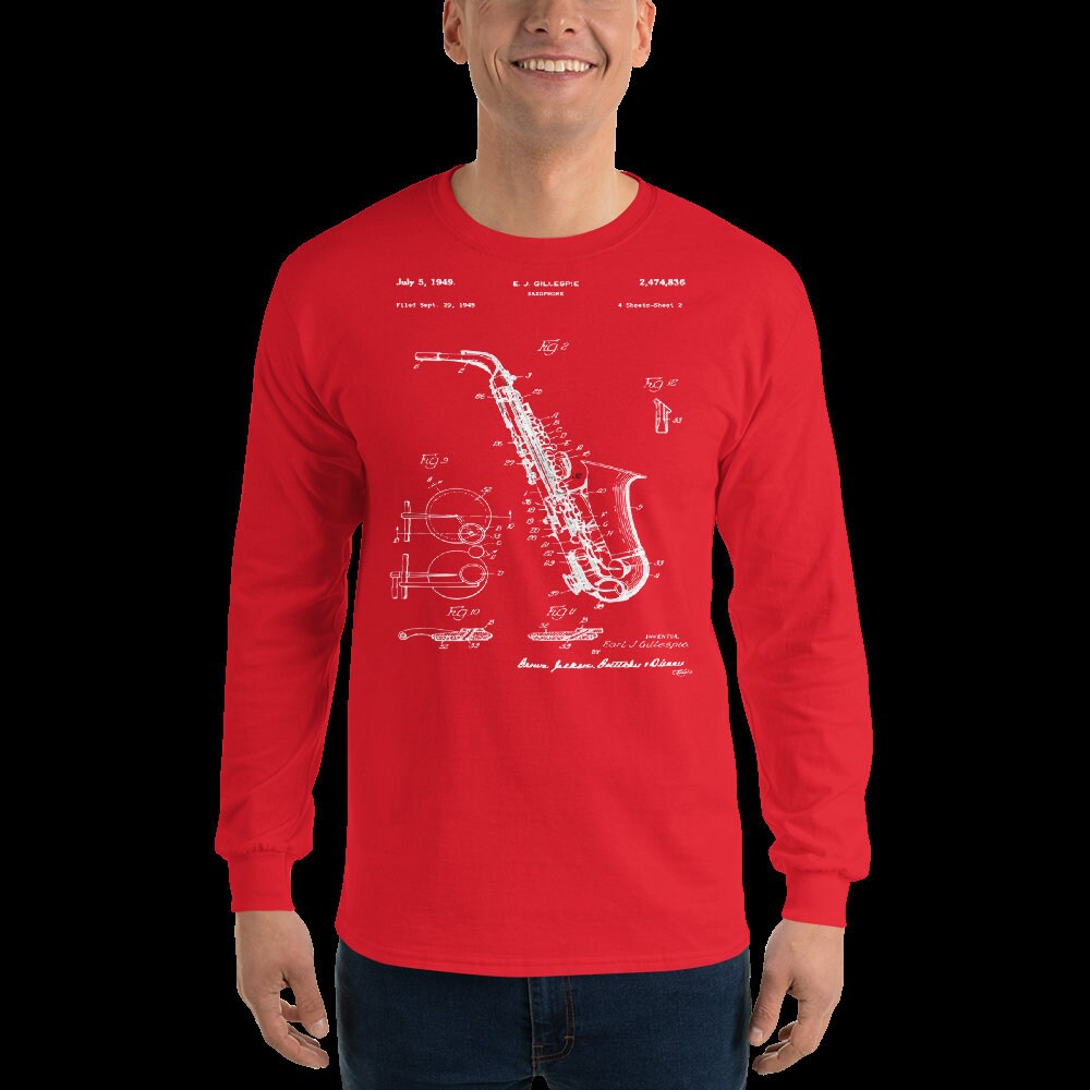 Saxophone Patent Long Sleeve Shirt | Sax Player Tee | Tee Sax Player ...