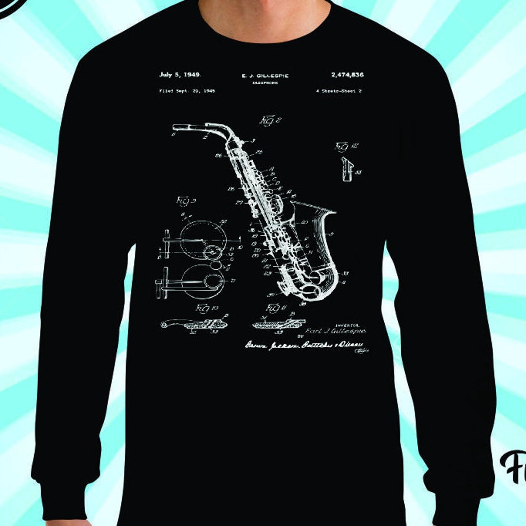 Saxophone Patent Long Sleeve Shirt | Sax Player Tee | Tee Sax Player ...