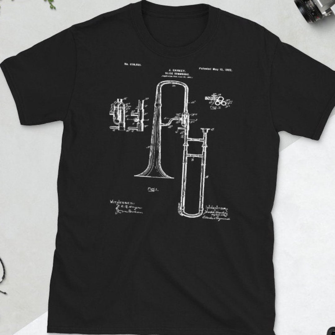 Trombone Patent Graphics T Shirt | Trombone Player Tee | Trombone T ...