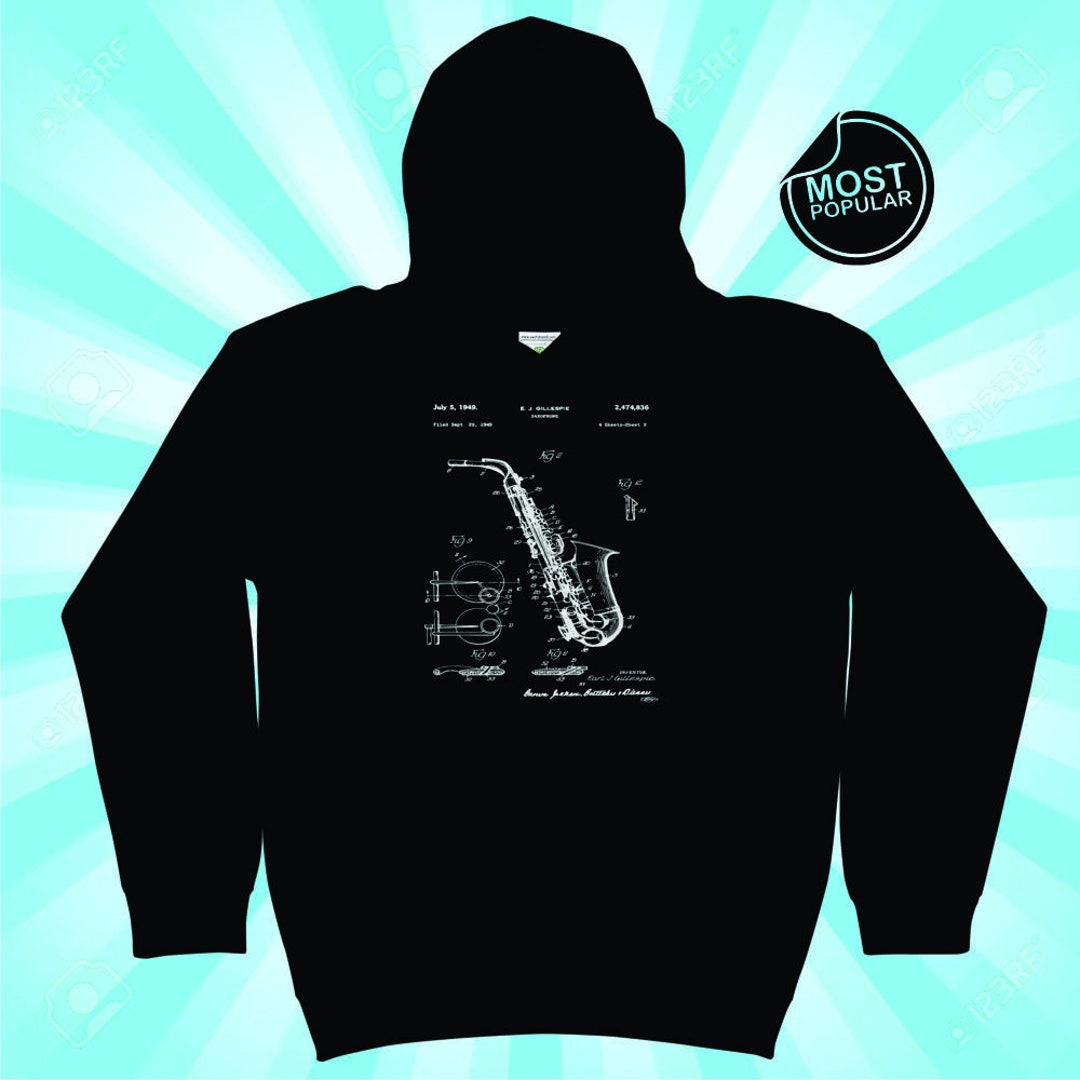 Saxophone Kids Hoodie | Saxophone Patent | Saxophone Blueprint | Sax ...
