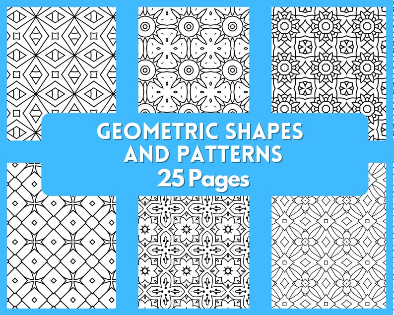 Tessellation Geometric Shapes and Patterns, Adult Coloring Pages, 25 ...