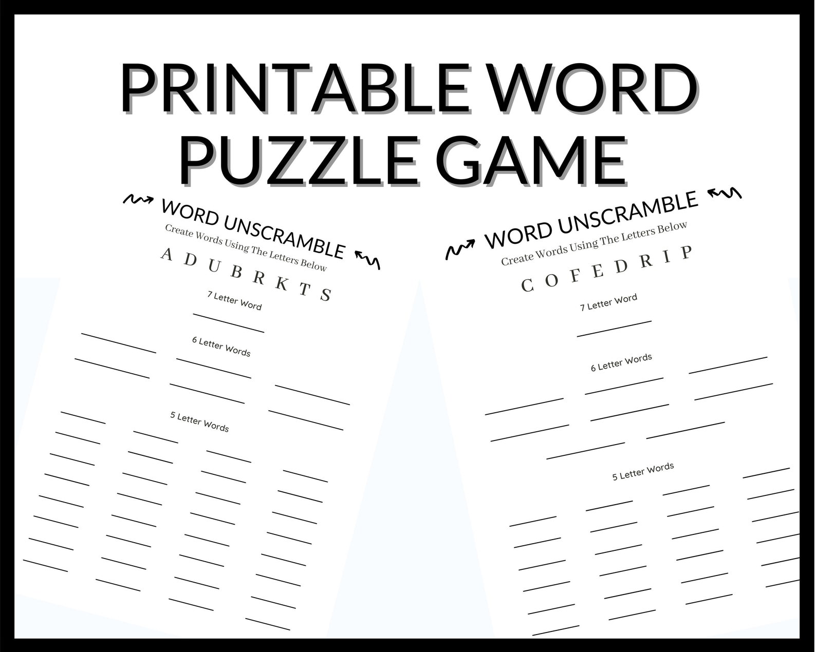 Word Puzzle Games Printable PDF 8 5x11 In 26 Pages Instant Download Word Puzzle Games Printable PDF 8 5x11 In 26 Pages Instant Download