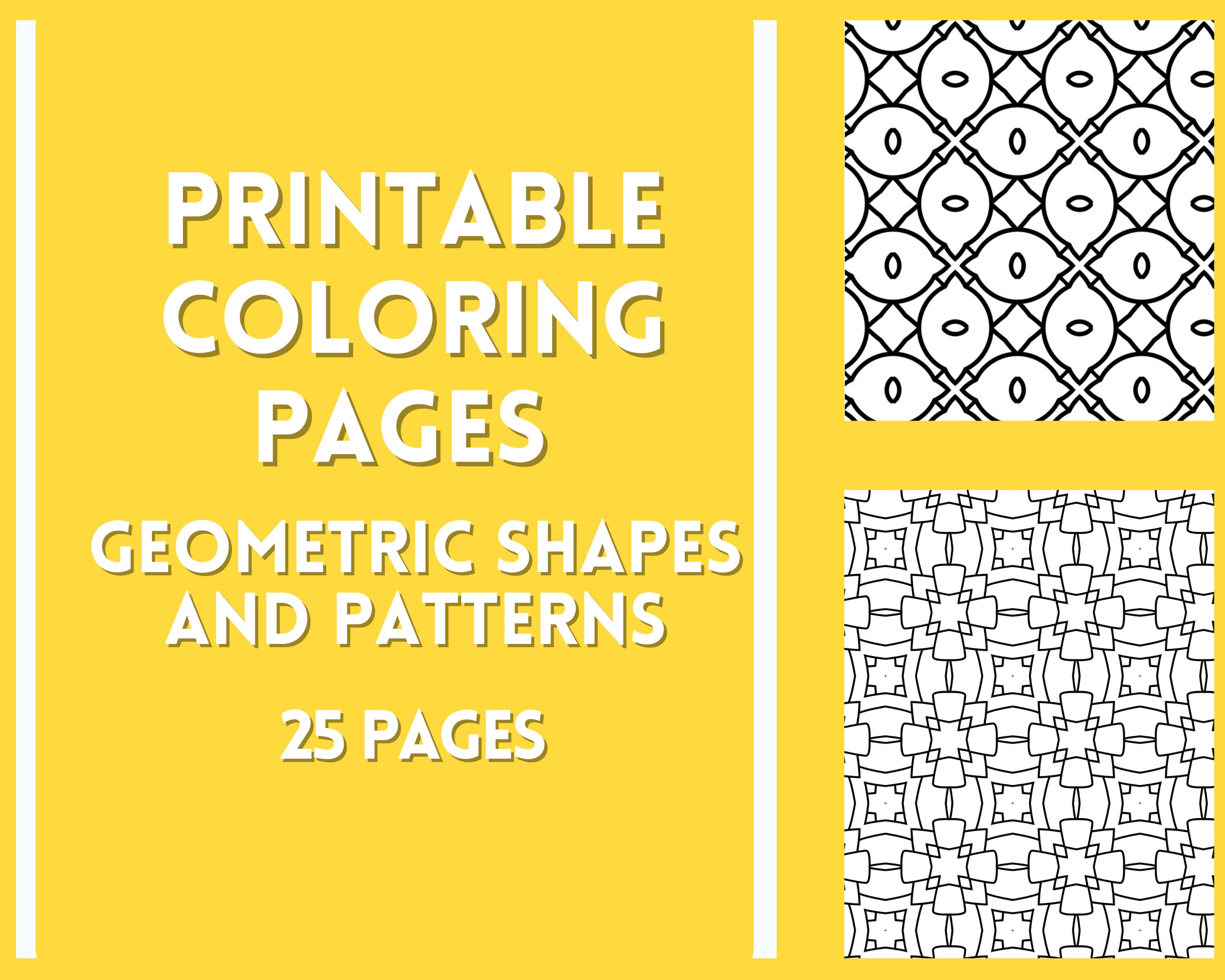 Geometric Tessellation Shapes and Patterns, Adult Coloring Pages, 25 ...