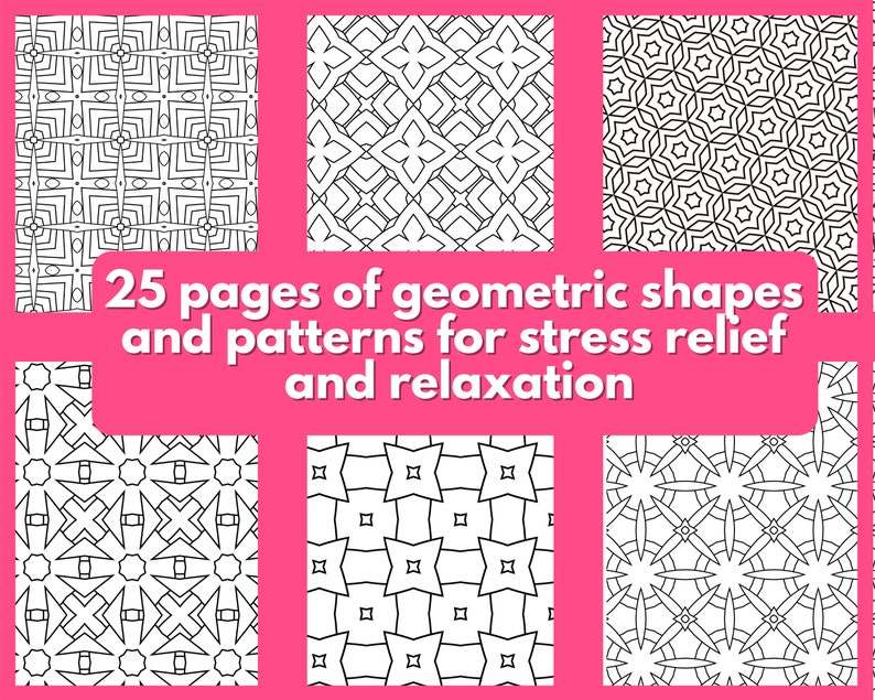 Geometric Tessellation Shapes and Patterns, 25 Printable Coloring ...