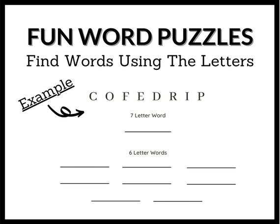 Word Puzzle Games Printable PDF 8.5x11 in 26 Pages Instant | Etsy