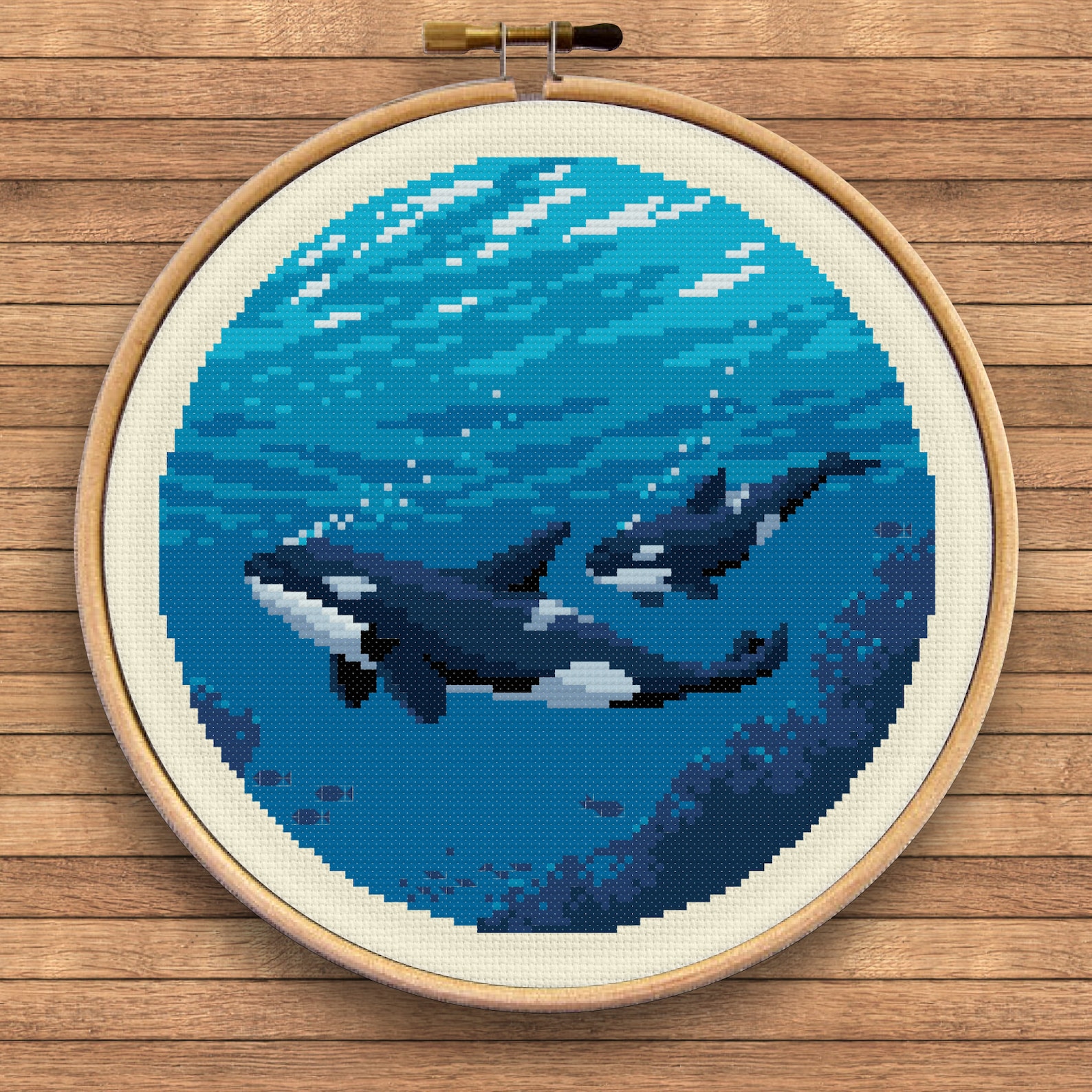 Underwater: Orcas 056 Sunny Cloud Studio Modern Counted - Etsy