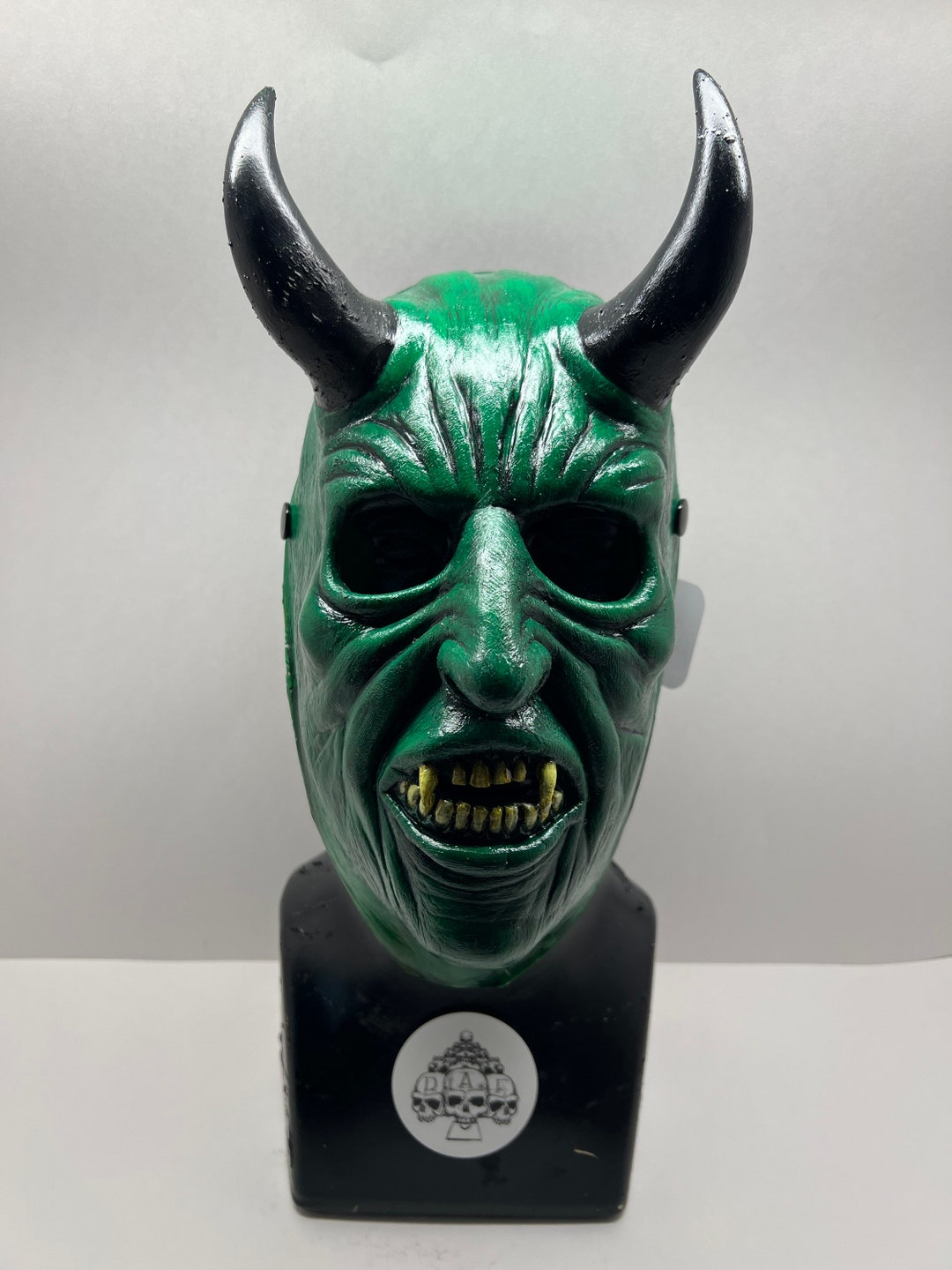 Green Devil Face Latex Half Mask and Strap 1 of 1 - Etsy