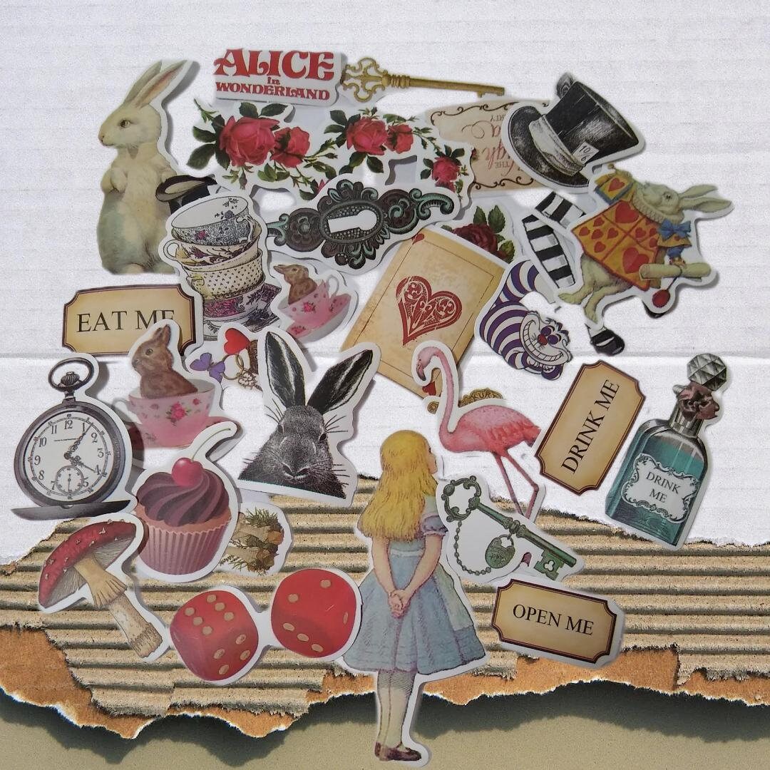 Alice in Wonderland Stickers Set of 30 Card Making, Journaling Stickers ...