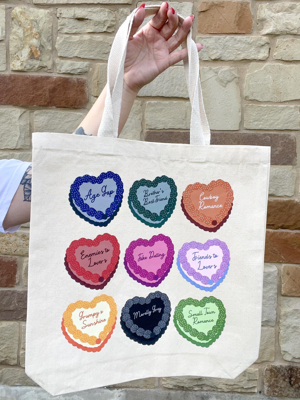 Romance Tote Bag | Book Tropes Tote Bag | Heart Cake Tote Bag - Etsy