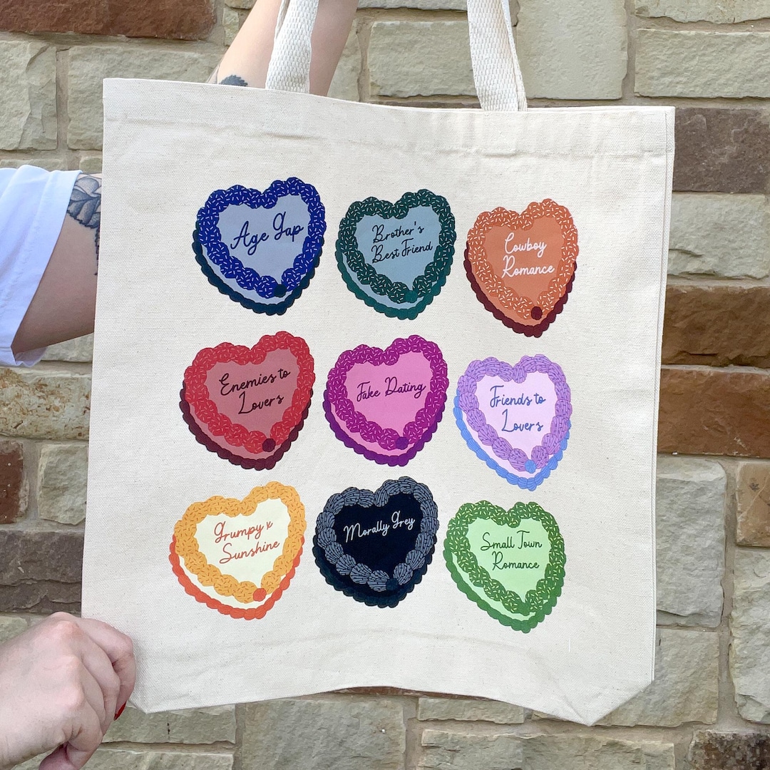 Romance Tote Bag | Book Tropes Tote Bag | Heart Cake Tote Bag - Etsy