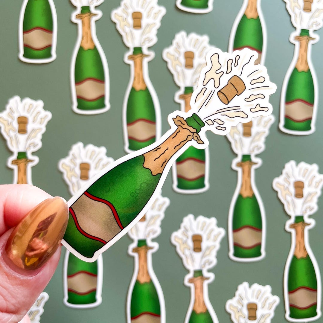 Champagne Sticker - Waterproof, Glossy Finish - Etsy