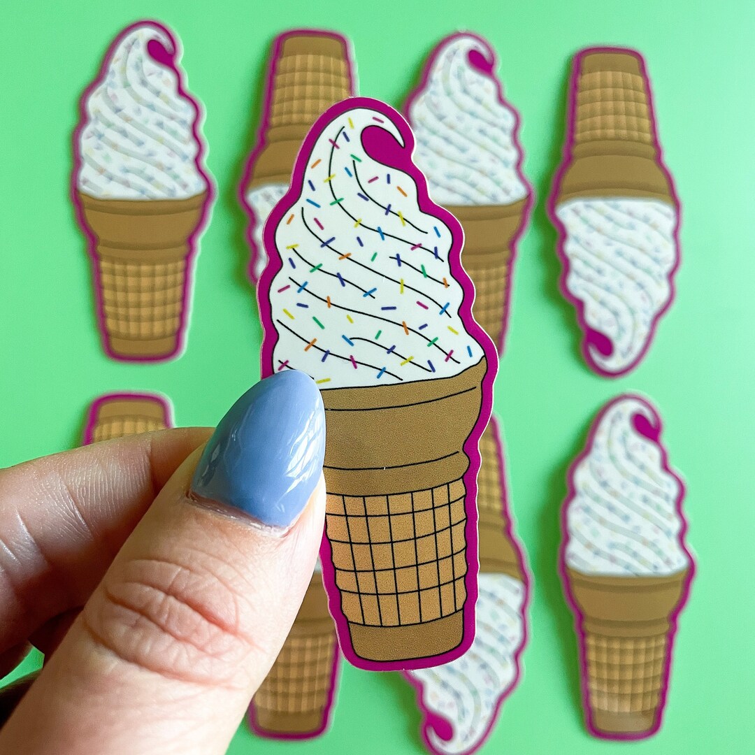 Ice Cream Cone Sticker - Waterproof, Glossy Finish - Etsy