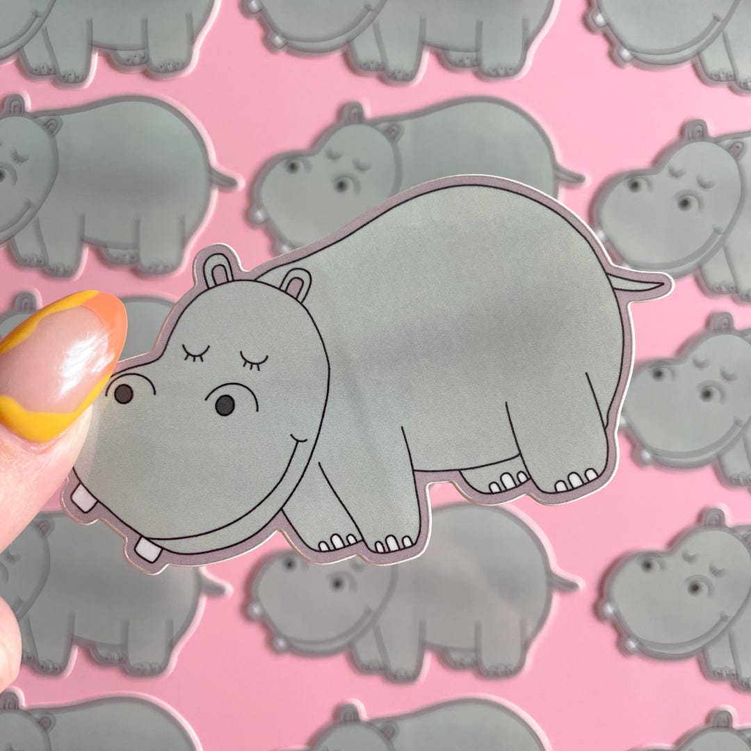 Hippo Sticker - Waterproof, Glossy Finish - Etsy