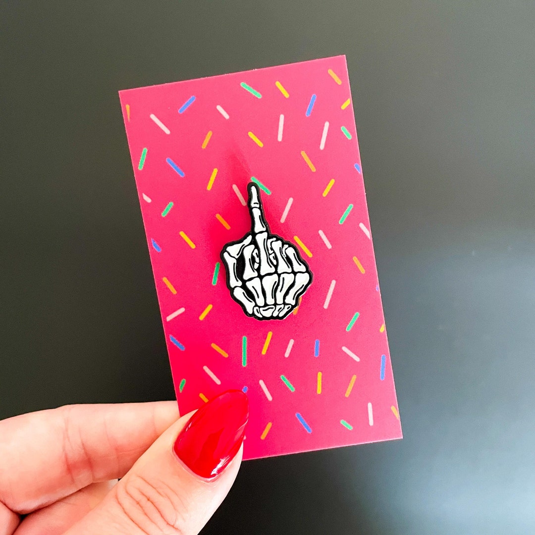 Skeleton Middle Finger Enamel Pin - Soft Enamel, Black Matte Pin - Etsy