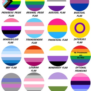 Pride Flags With Prounouns Pinback Buttons - Etsy
