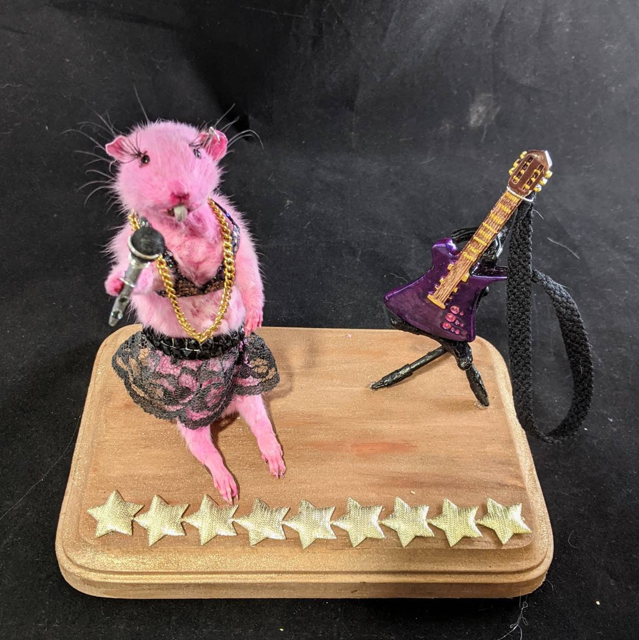 Pink Rat Rockstar Taxidermy. Hot Pink Dyed Rat is Playing a | Etsy