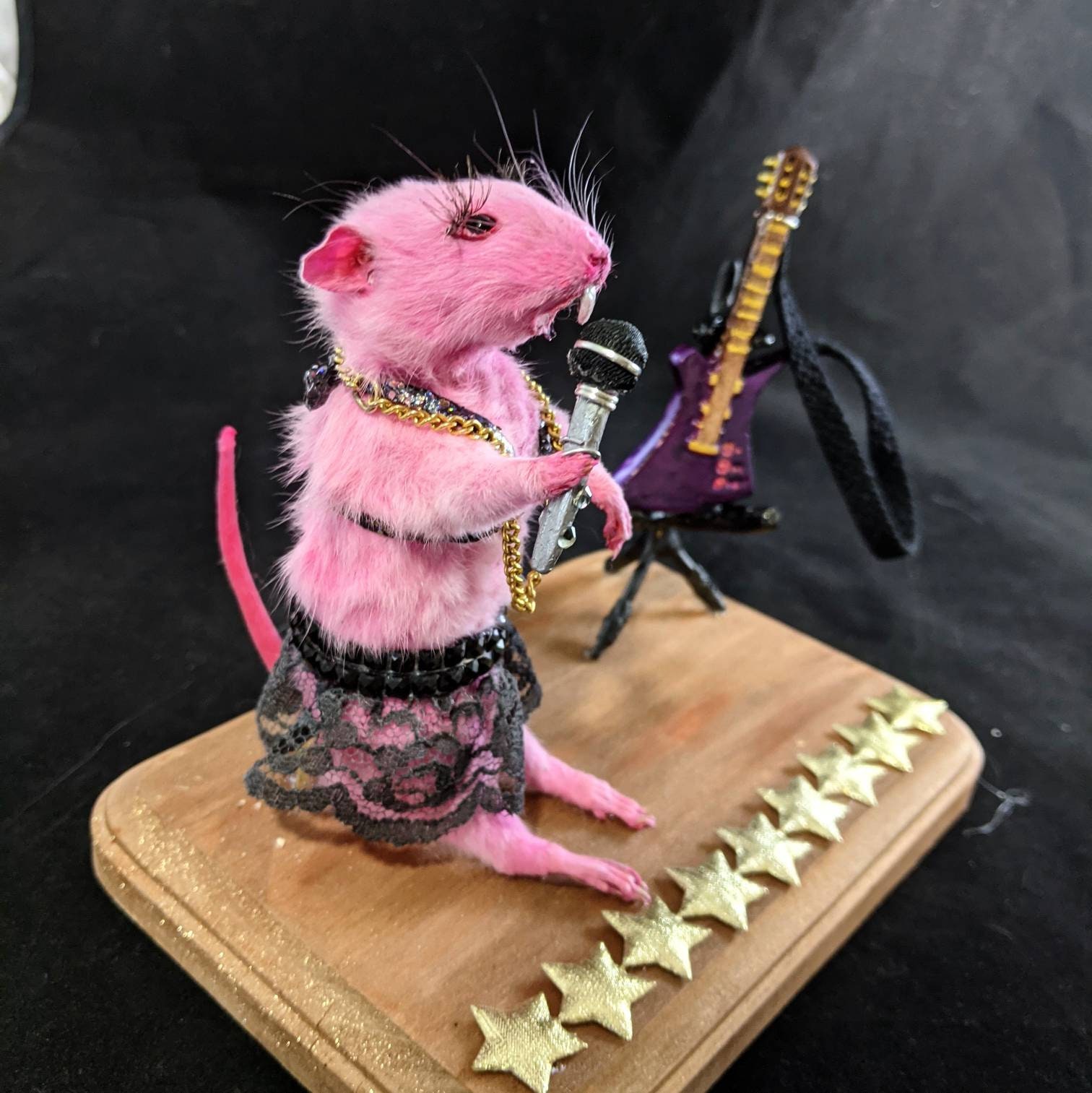 Pink Rat Rockstar Taxidermy. Hot Pink Dyed Rat is Playing a | Etsy