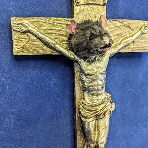 Crucifix With Taxidermy Mouse Head Handmade Hand-cast Crucifix Cross ...