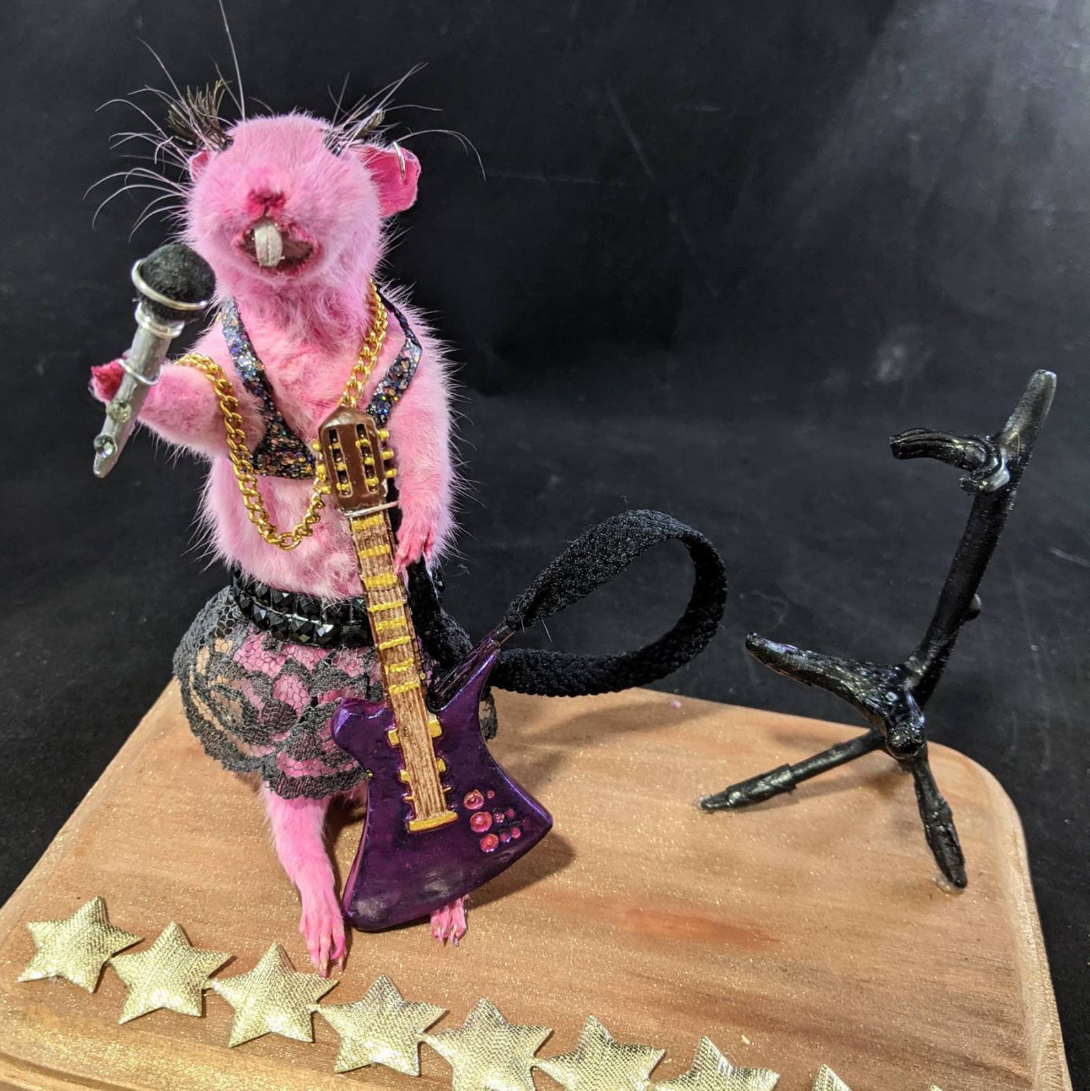 Pink Rat Rockstar Taxidermy. Hot Pink Dyed Rat is Playing a | Etsy