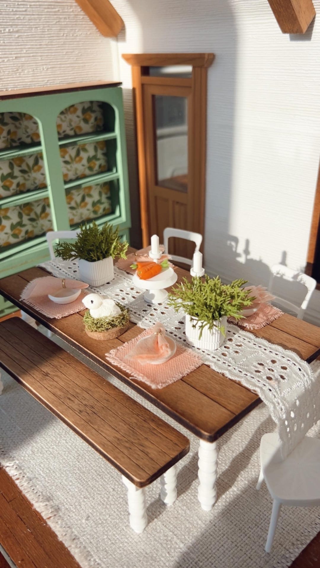 Spring Table Scape Miniature Decor Set | Dollhouse Dining Table Styling ...
