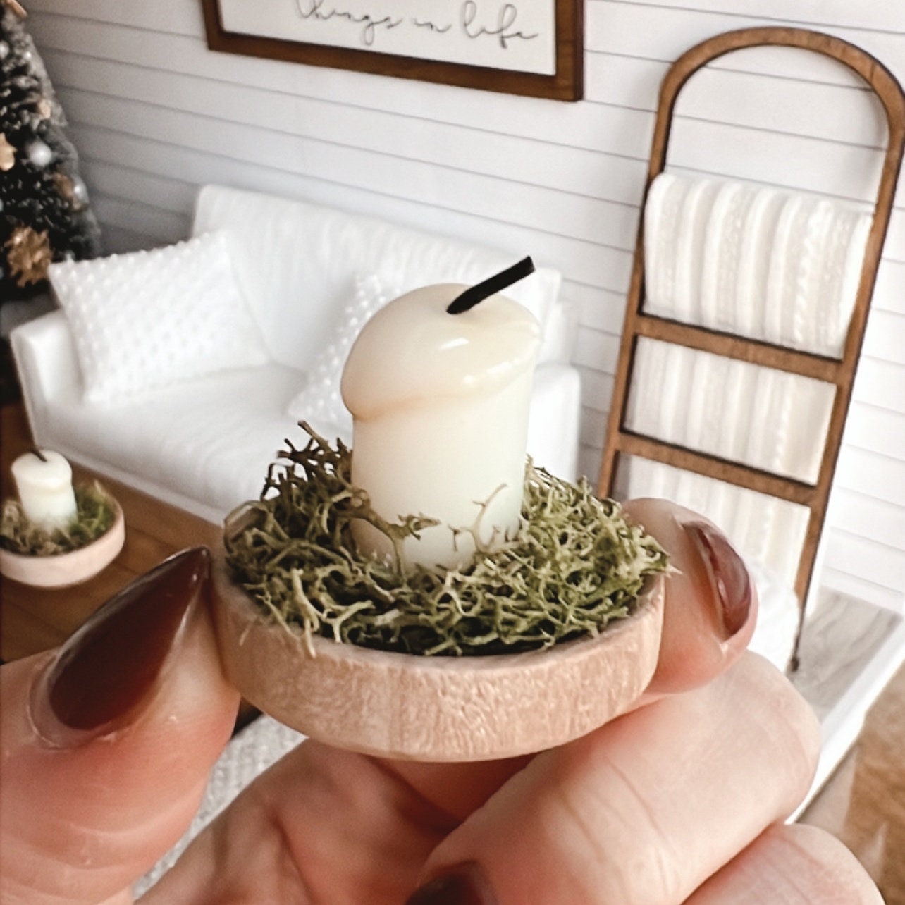 Dollhouse Candle, Miniature Candle, Mini Decor, Dollhouse Centerpiece ...