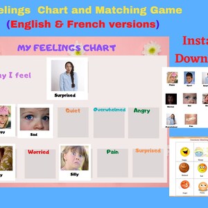 Emotions Chart ,feelings Poster,english/french ,feelings Printable ...