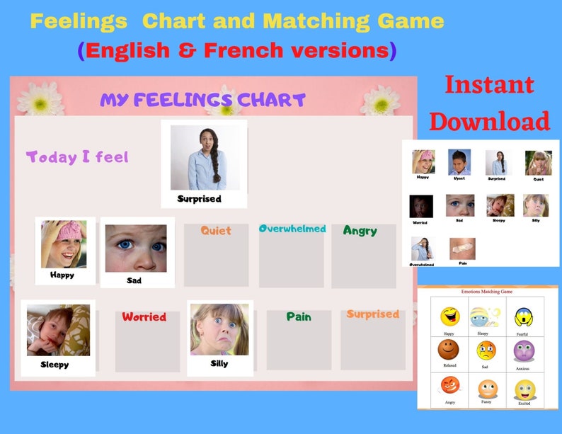 Emotions Chart ,feelings Poster,english/french ,feelings Printable ...