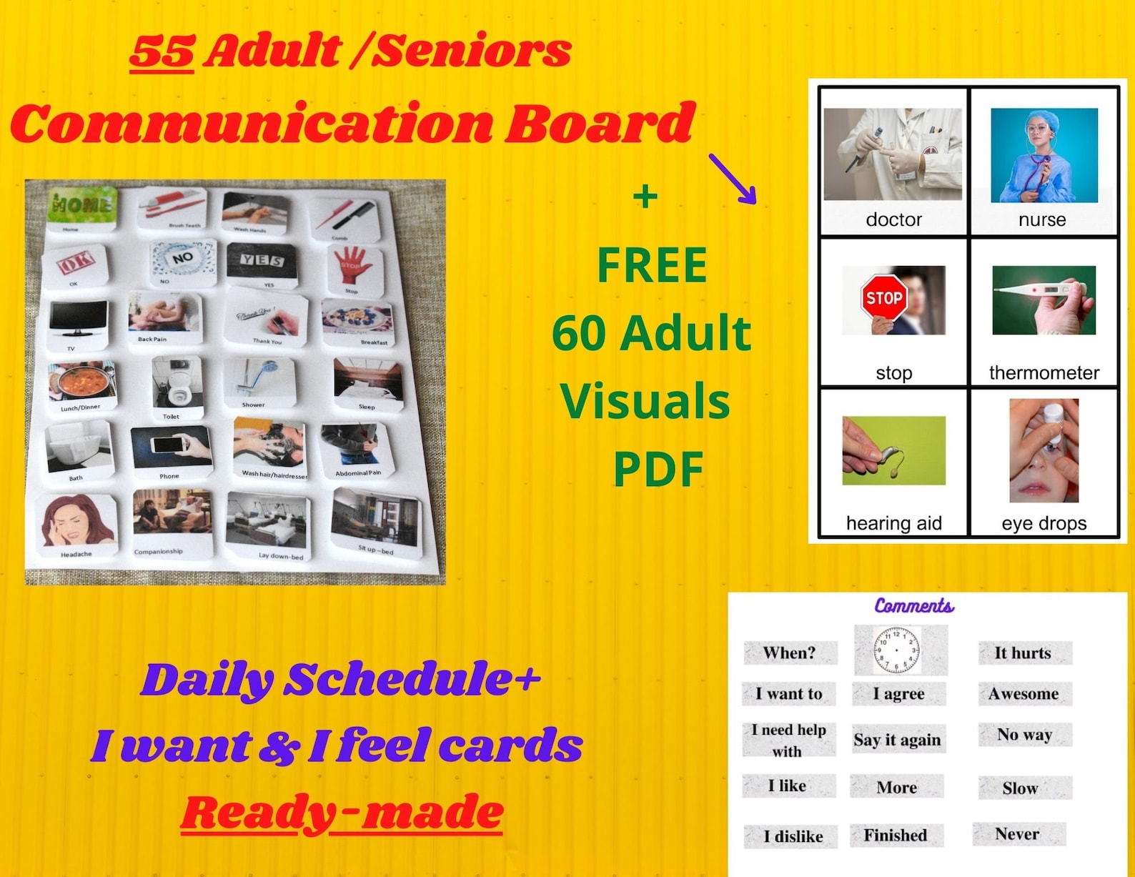 Adults Communication Board 55 Stroke/adult Visuals Daily - Etsy