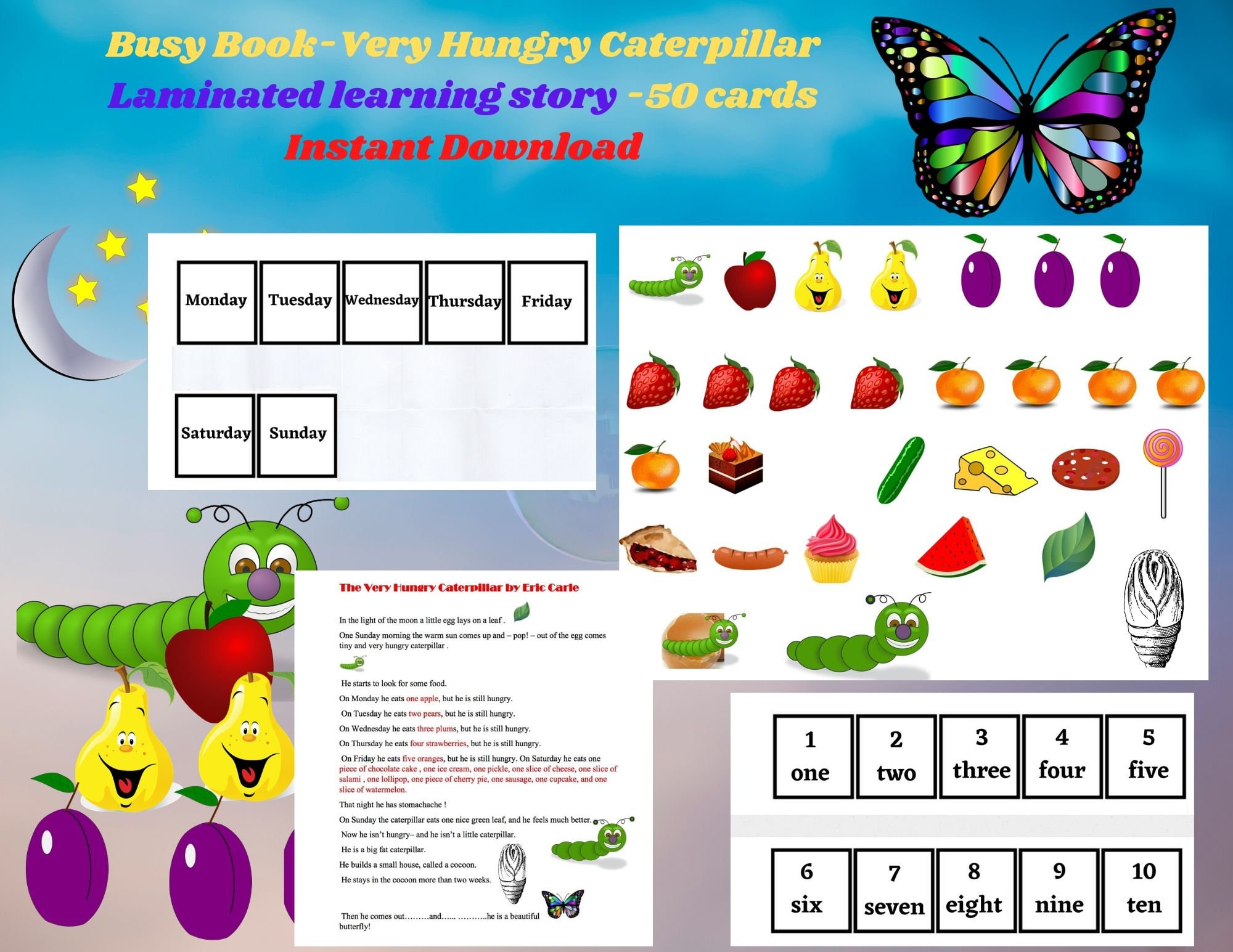 The Very Hungry Caterpillar Story Printable Busy Book life - Etsy Canada