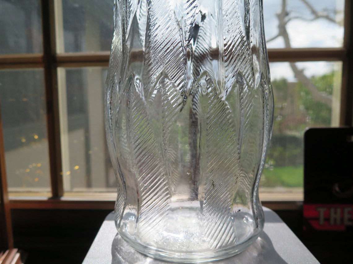 Vintage Glass Vase Clear Leaf Pattern Flower Arrangement Height 9.5 - Etsy