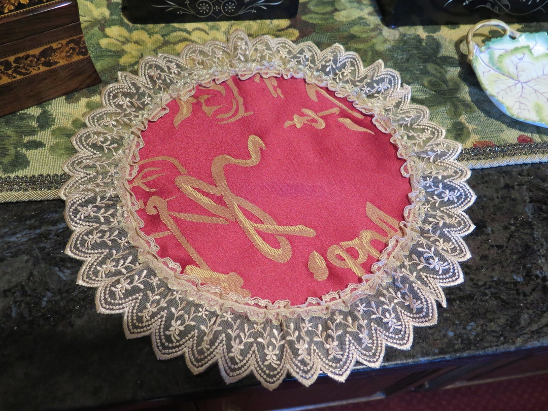 Doily With Beige Lace Trim:red Spring Asian Style Table Pad - Etsy