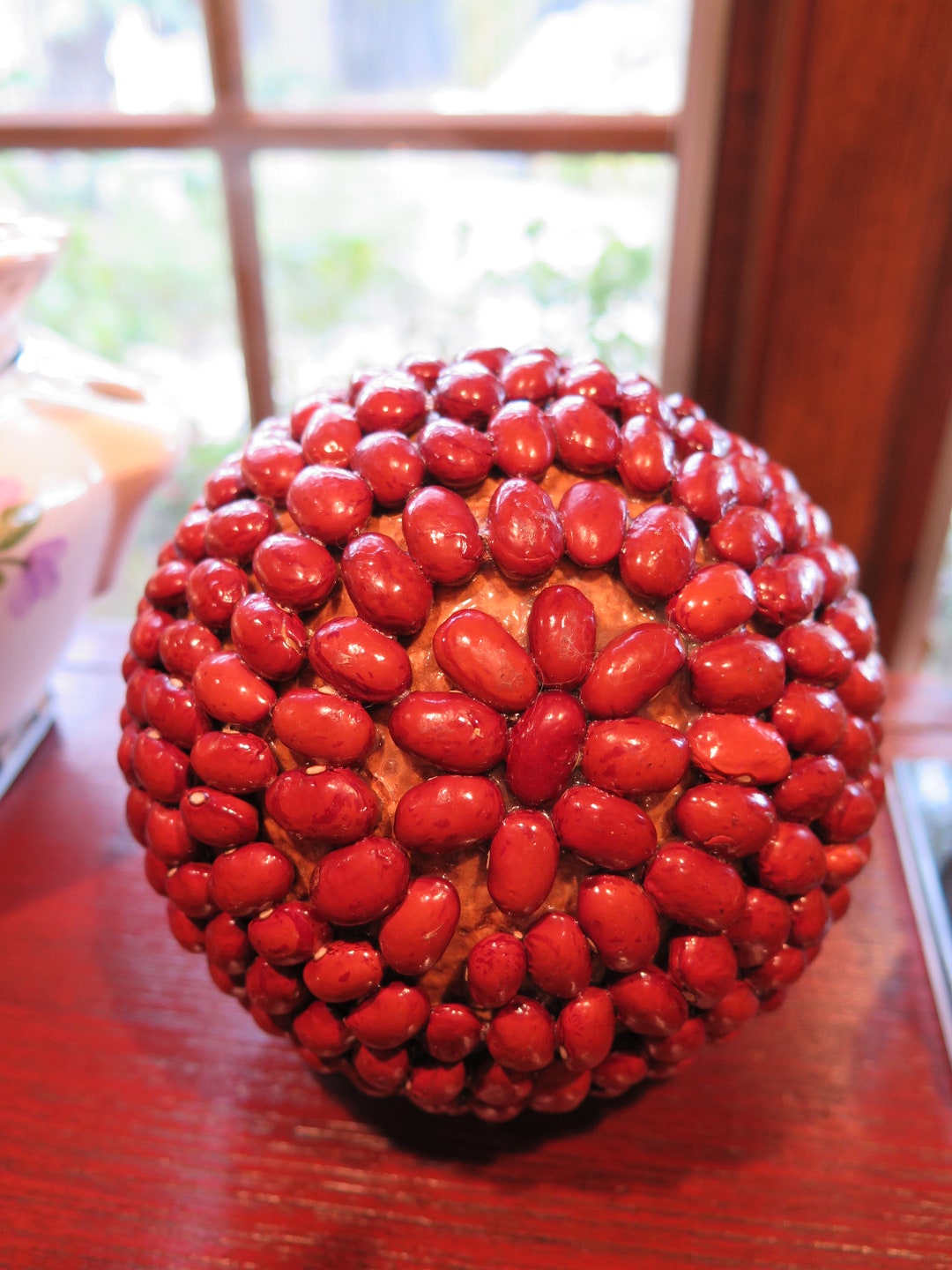 RED Natural Centerpiece Red Sphere Ball Dried Ball Table Beans Floral ...