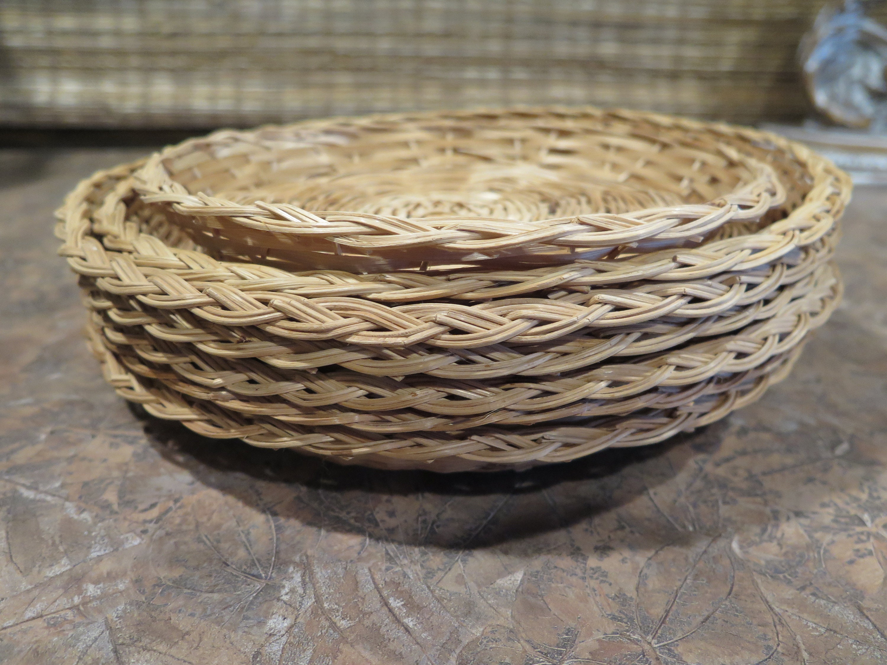 Bamboo Wicker Rattan Paper Plate Holders Camping Picnics Vintage Boho ...