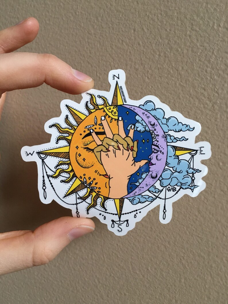 SUN MOON Sticker Sun Sticker Boho Sun Sticker Stars - Etsy