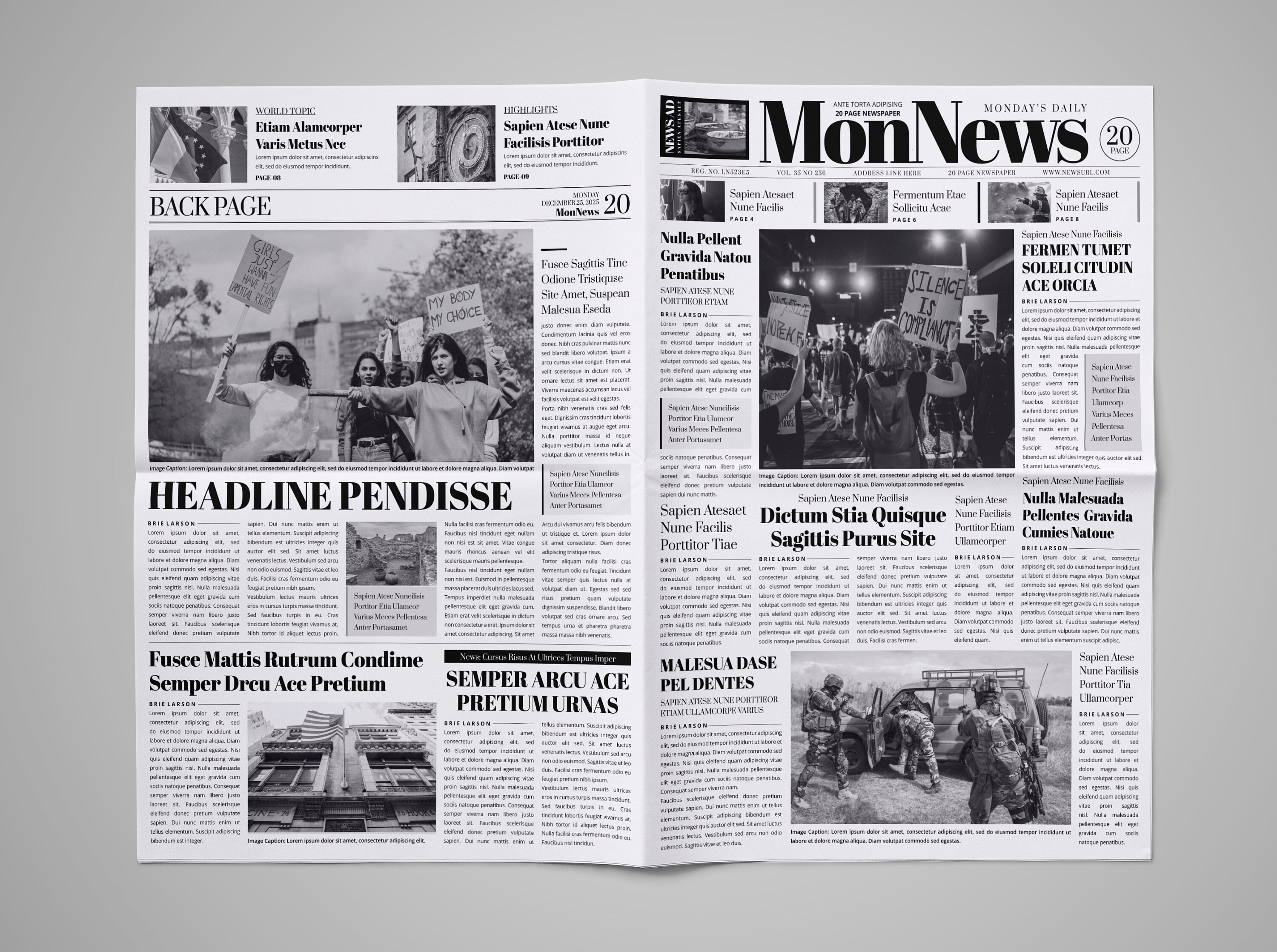 20 Page Newspaper Template, Printable Newspaper, Editable Newspaper ...