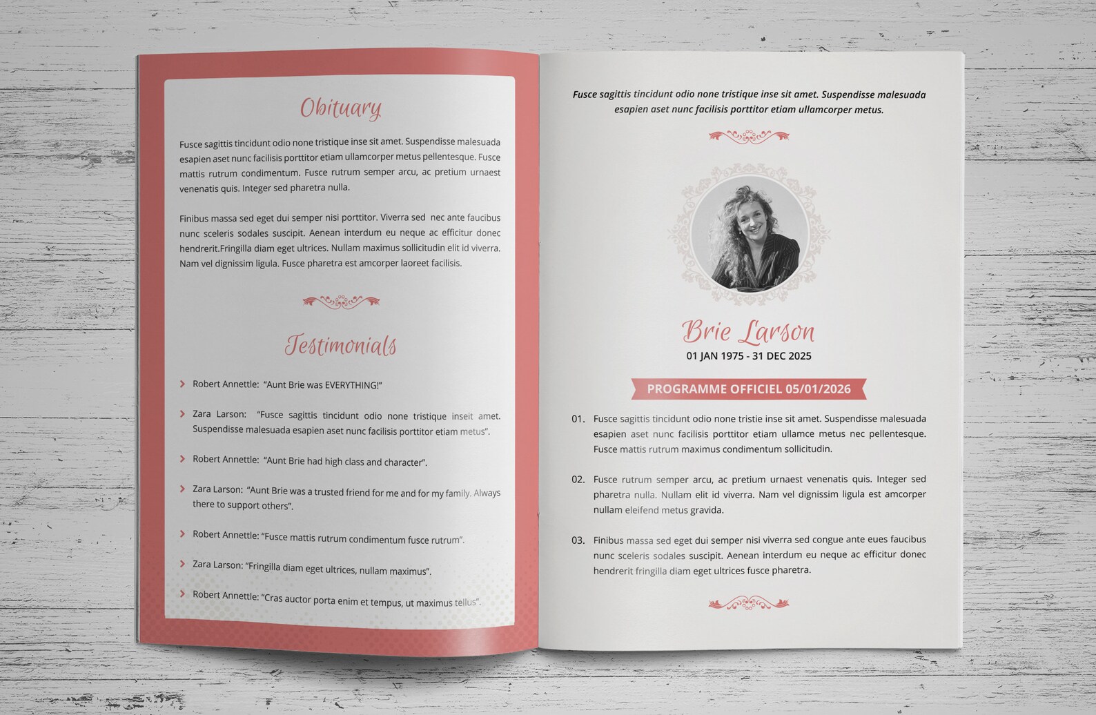 Funeral Program A5 Brochure Celebration of Life Order of - Etsy