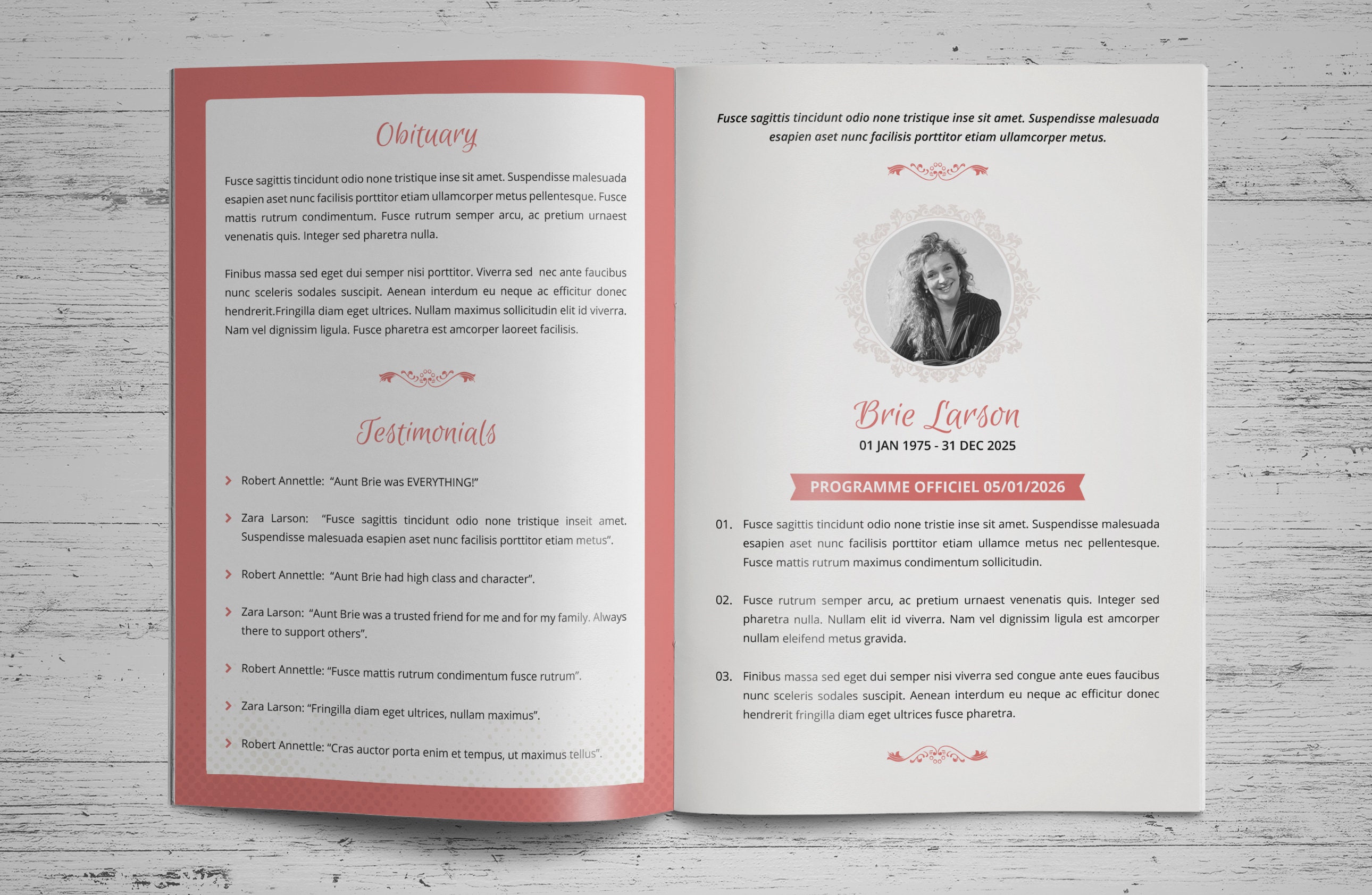 Funeral Program A5 Brochure Celebration of Life Order of - Etsy