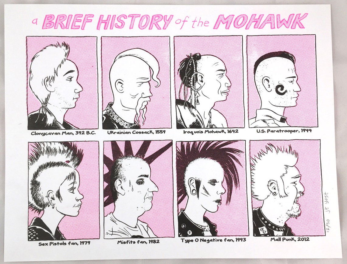 Risograph Print a Brief History of the Mohawk by J.T. Yost - Etsy