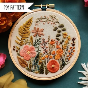 Wildflower Field Embroidery Pattern, Hand Embroidery Pattern ...