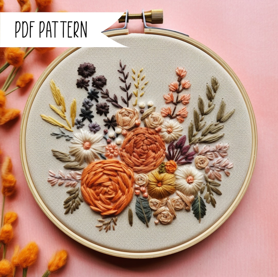 Wildflower Bunch Embroidery Pattern, Hand Embroidery Pattern ...