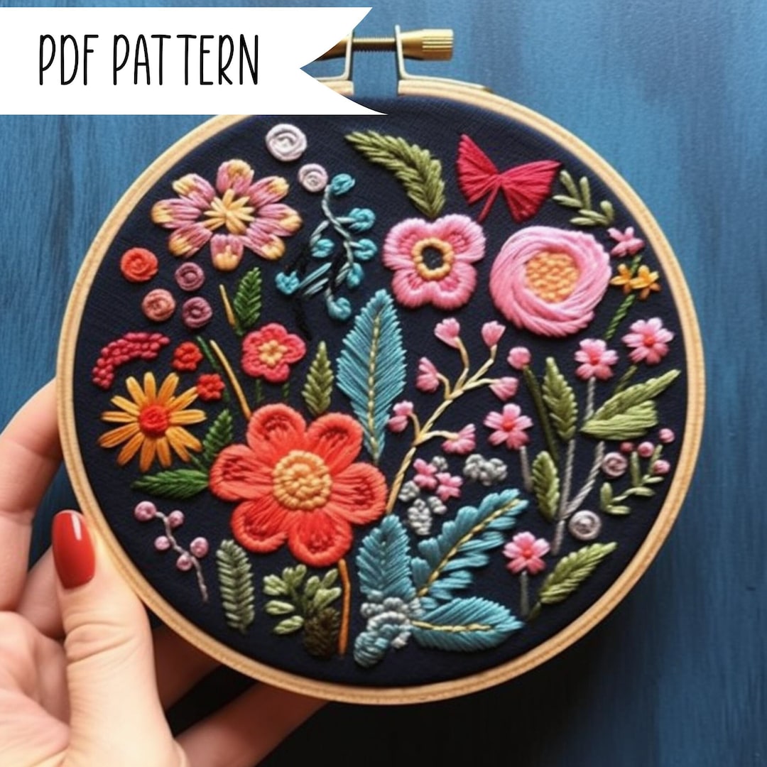 Gorgeous Floral Embroidery Pattern, Hand Embroidery Pattern, Embroidery ...