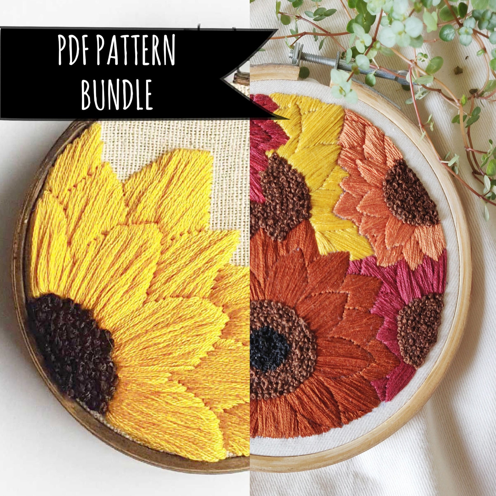 PDF Pattern Bundle Sunflower Hand Embroidery PDF Patterns. - Etsy