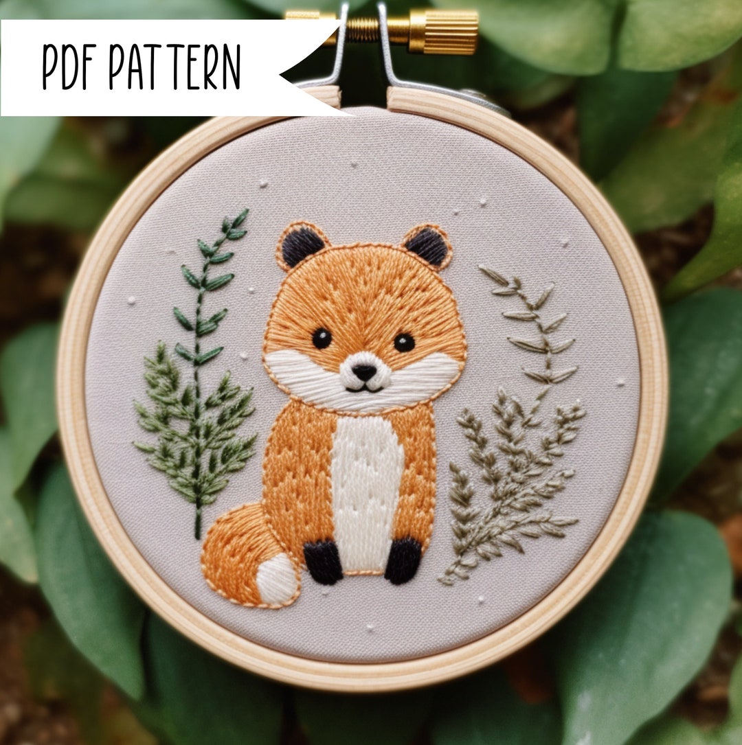 Fox Embroidery Pattern, Hand Embroidery Pdf Pattern, Embroidery Pattern PDF, Embroidery Pattern ...