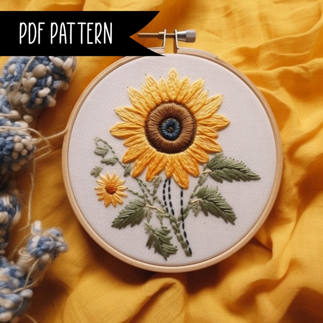 Big Sunflower Embroidery Pattern, Sunflower Embroidery Pattern ...