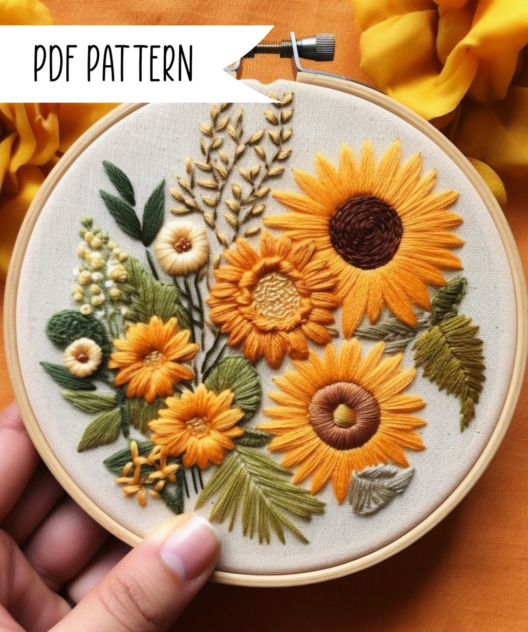 Sunflower Mix Embroidery Pattern, Sunflower Pdf Pattern, Embroidery ...