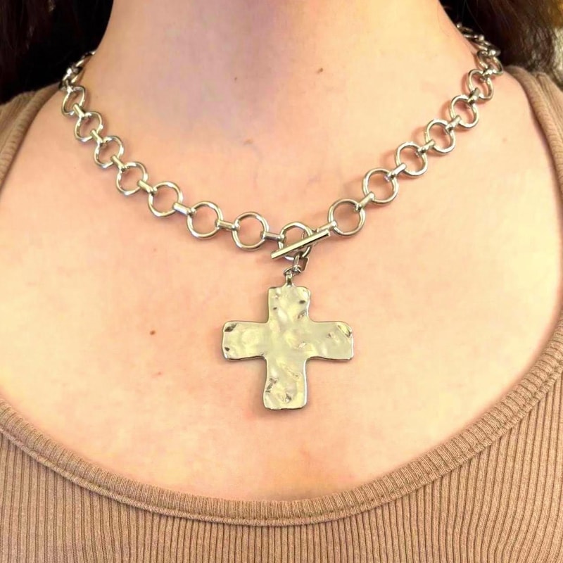 Chunky Cross Necklace - Etsy