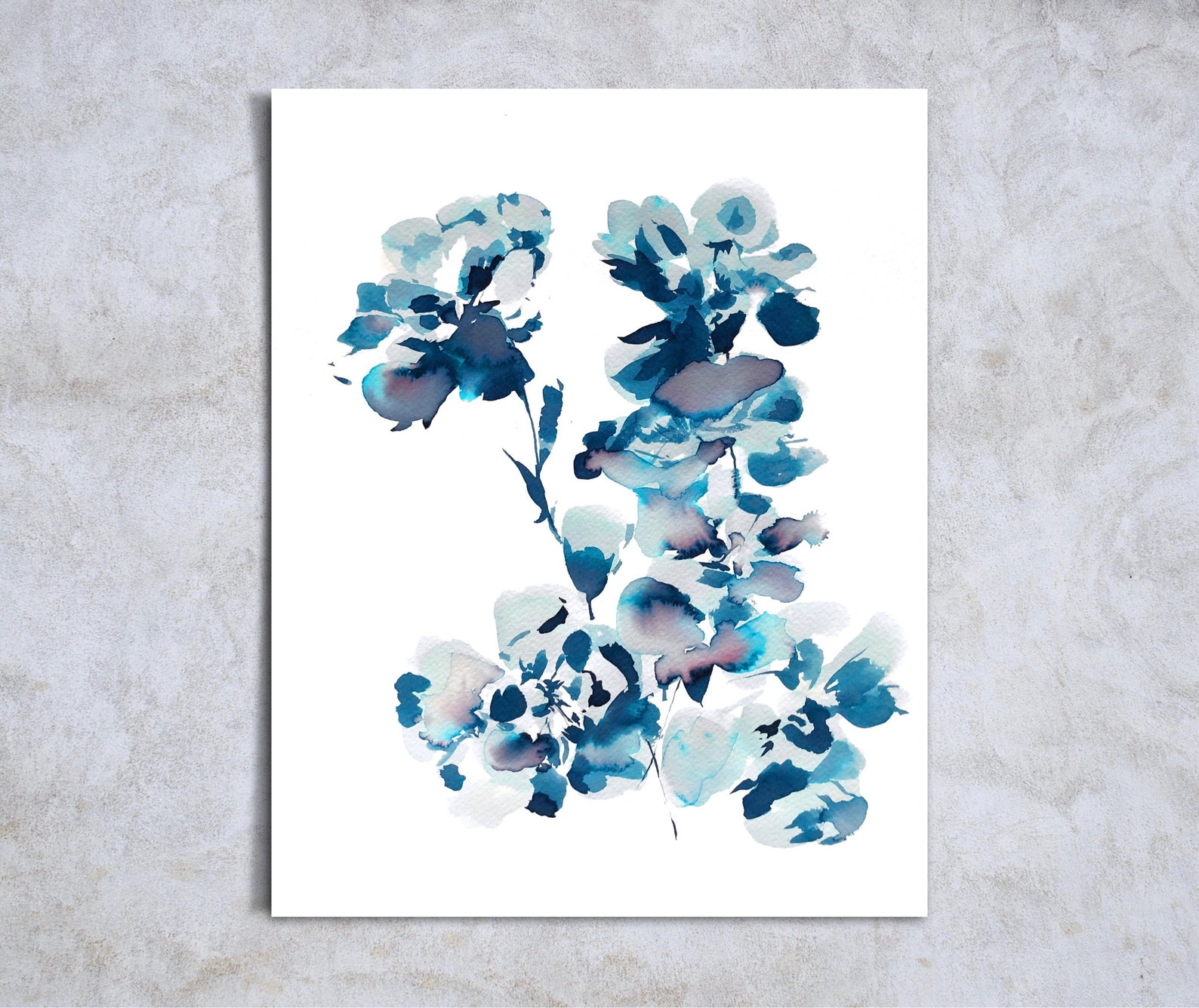 Original Indigo Painting Indigo Dye Indigo Floral 11x14 - Etsy