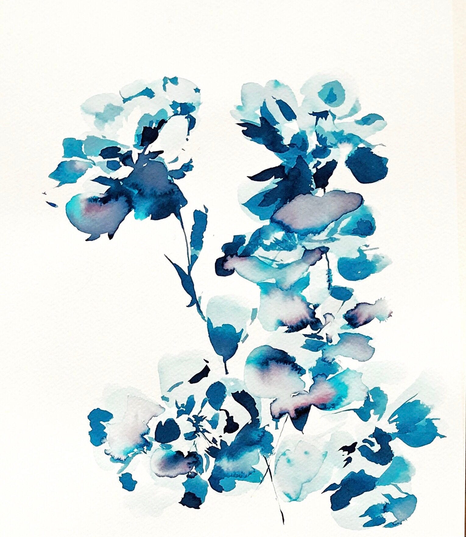 Original pintura índigo tinte índigo índigo floral 11x14 - Etsy España