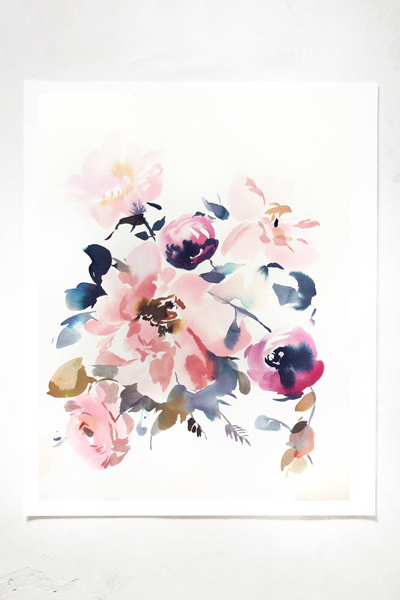 Impresión de acuarela flor rosa acuarela arte peonía | Etsy España